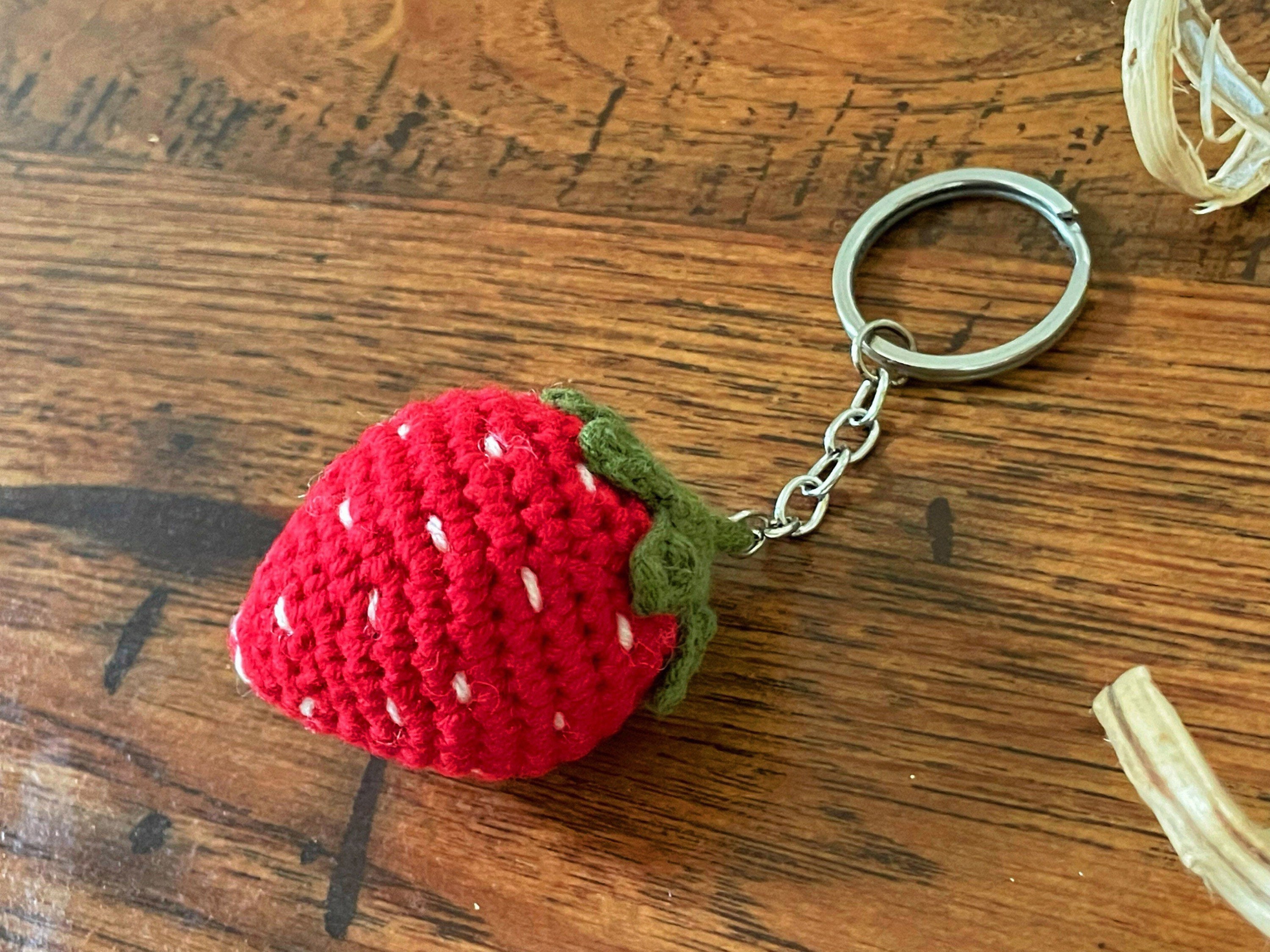 Handmade Crochet Strawberry Keychain Cotton Crochet Gift for - Etsy