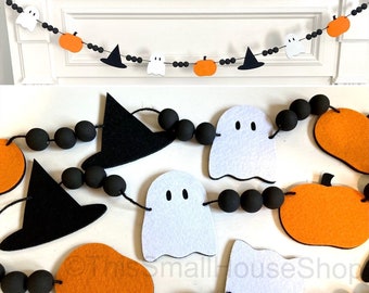 Halloween Ghost Decor Garland Felt Ball Decor Fall Cute Kids Spooky Decorations for Mantel - Etsy