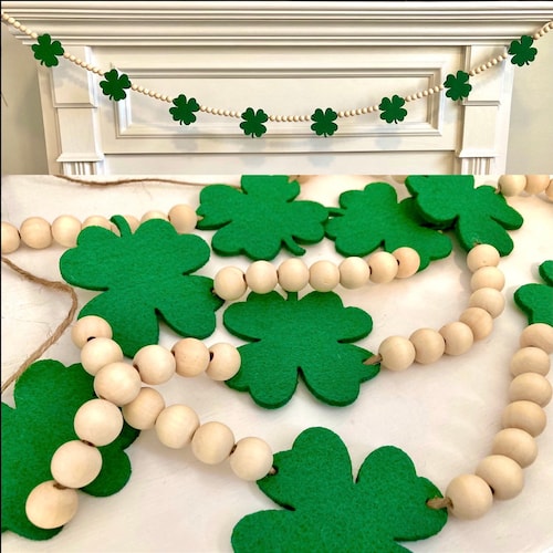 Rainbow Shamrock Garland St. Patrick's Day Mantel - Etsy
