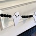 Halloween Felt Ghosts and Black Wood Beads Garland for Fireplace Mantel / Spooky Wall Home Decor ...
