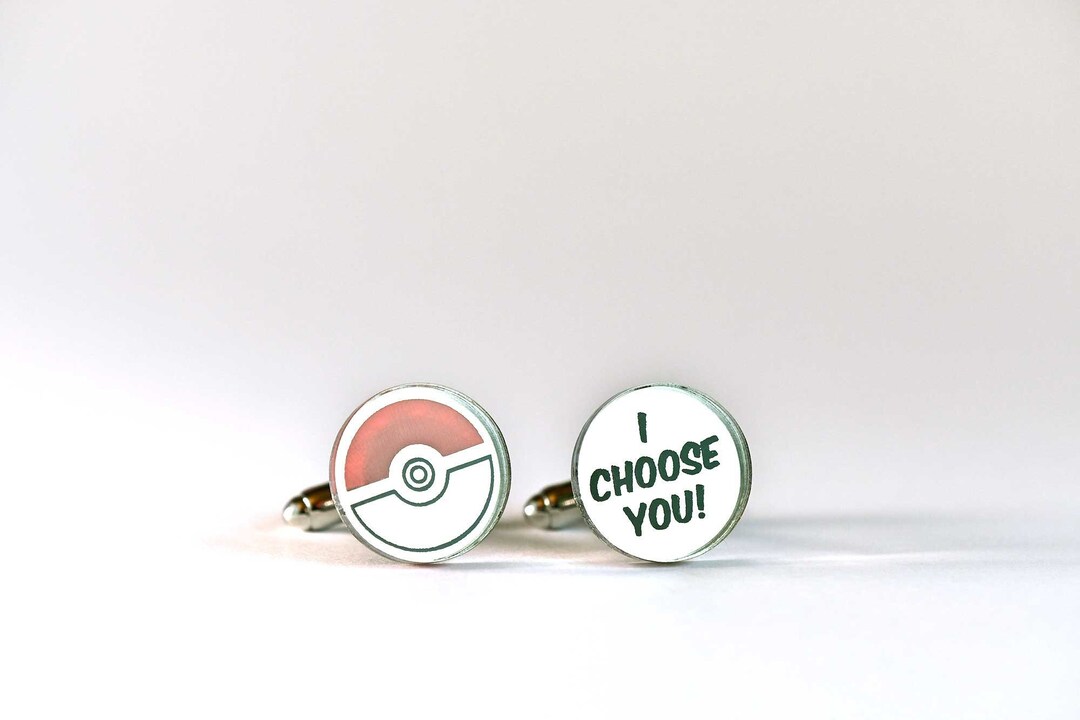 Pokémon Cufflinks - Pokéball - I Choose You - Handpainted Acrylic ...