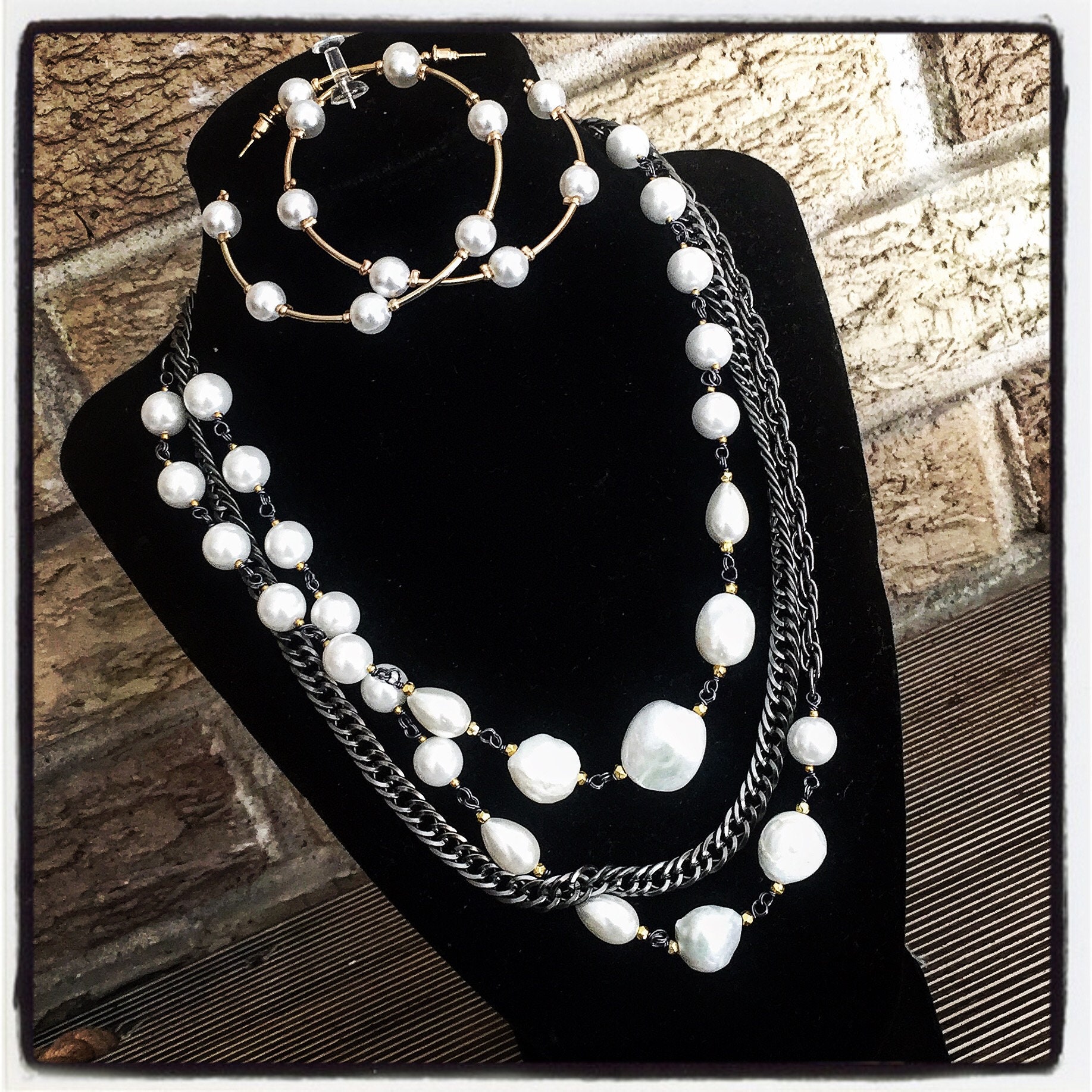 3 Layer Pearl Necklace - Etsy