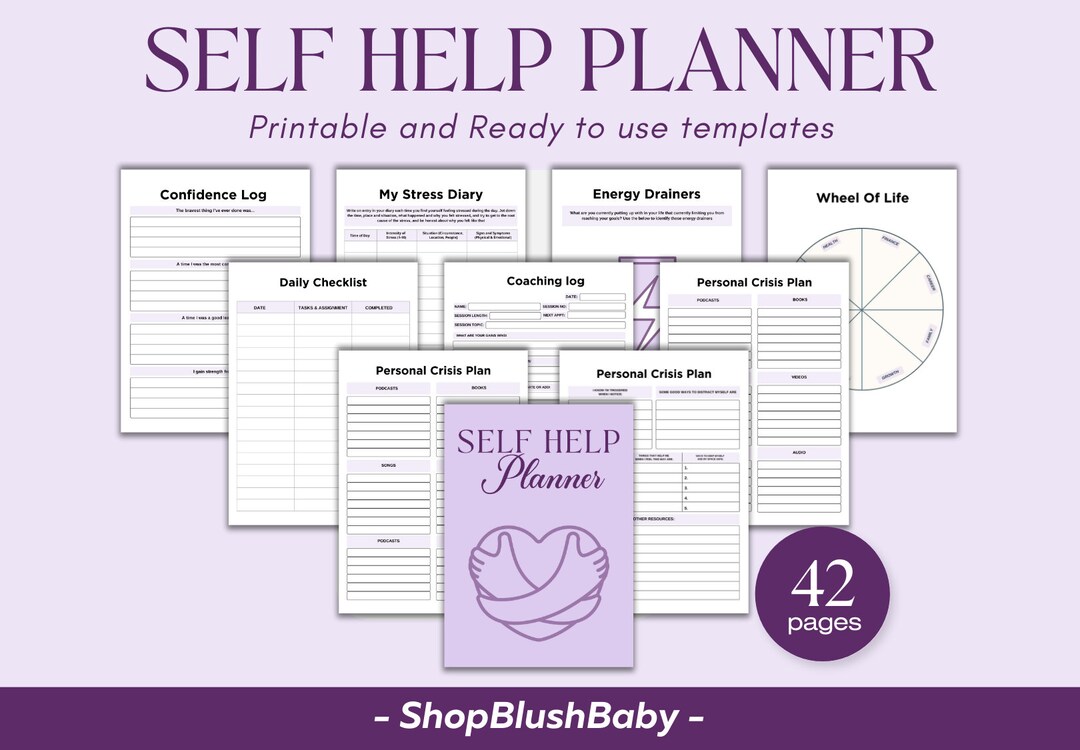 Self Help Planner, Self-care Planner Printable Mindfulness Workbook ...