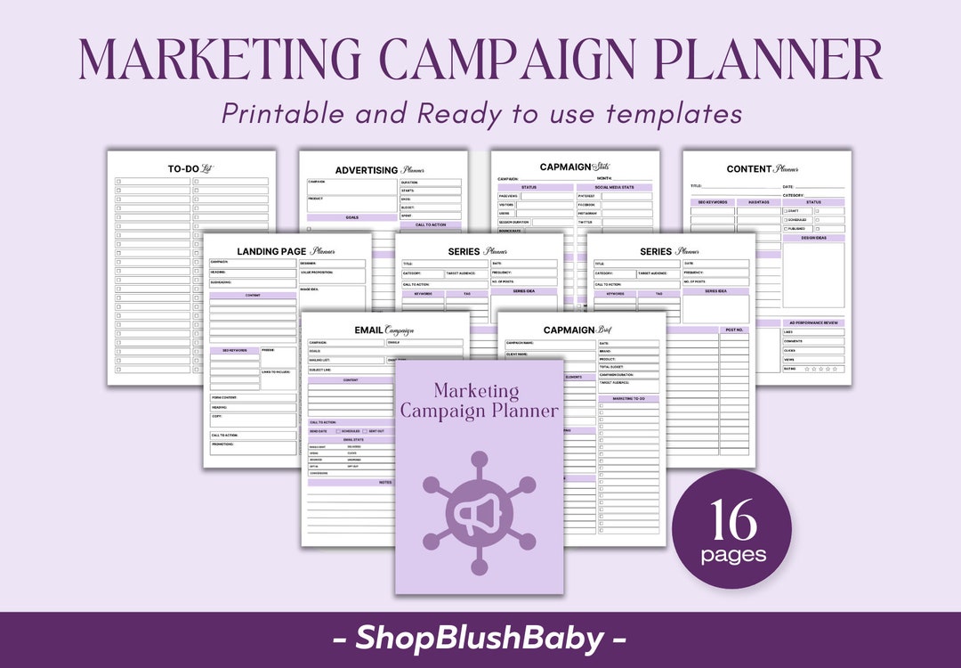Marketing Campaign Planner, Marketing Campaign Templates, Printable ...