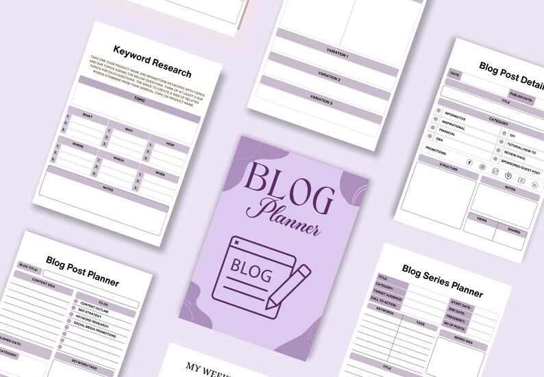 Blog Planner, Blog Organizer, Planner for Blogger, Blog Workbook, Blog ...