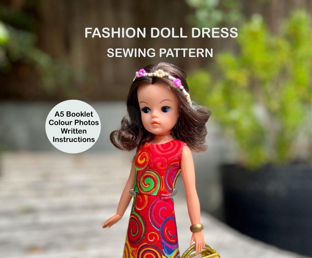 Sewing Pattern for Doll Dress, 1/6th Scale Sindy, Tammy, 10-12” Fashion ...