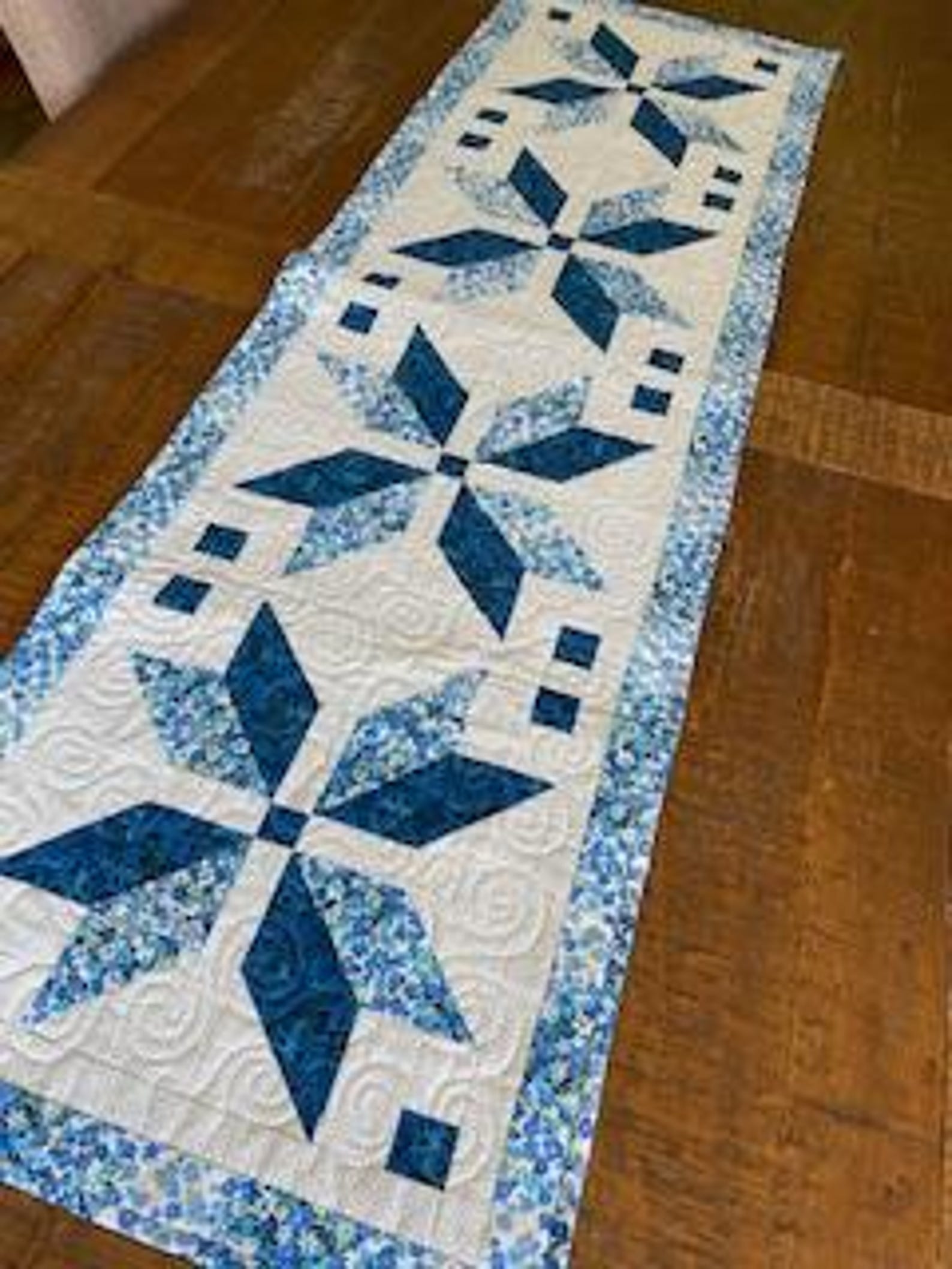 Blue Star Table Runner - Etsy