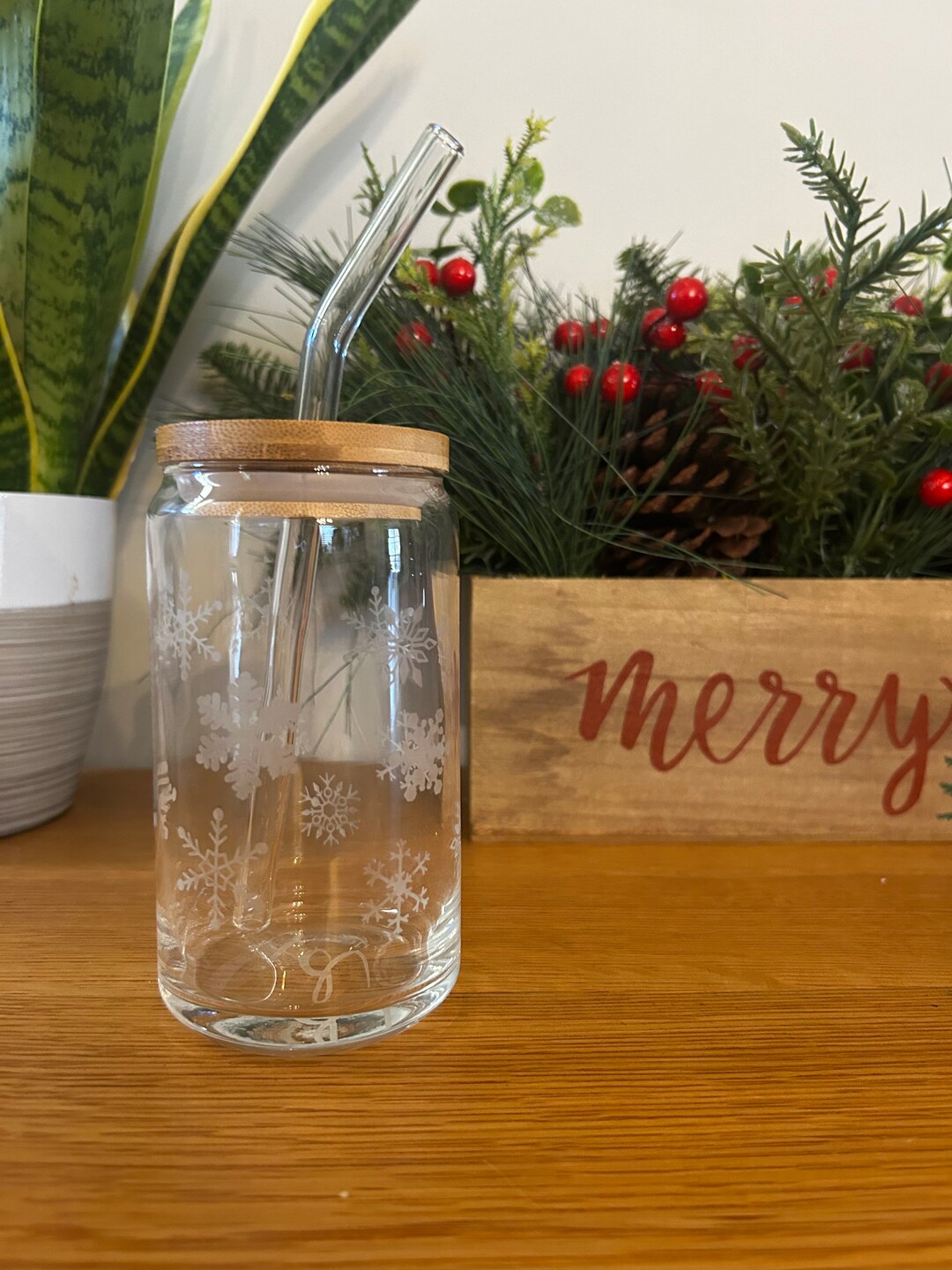 Etched Glass Snowflake Cup - Etsy