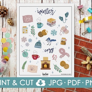 Winter Printable Stickers, Planner Stickers, Bullet Journal Stickers ...