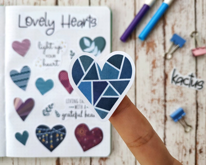 Heart Printable Stickers, Planner Stickers, Bullet Journal Sticker ...