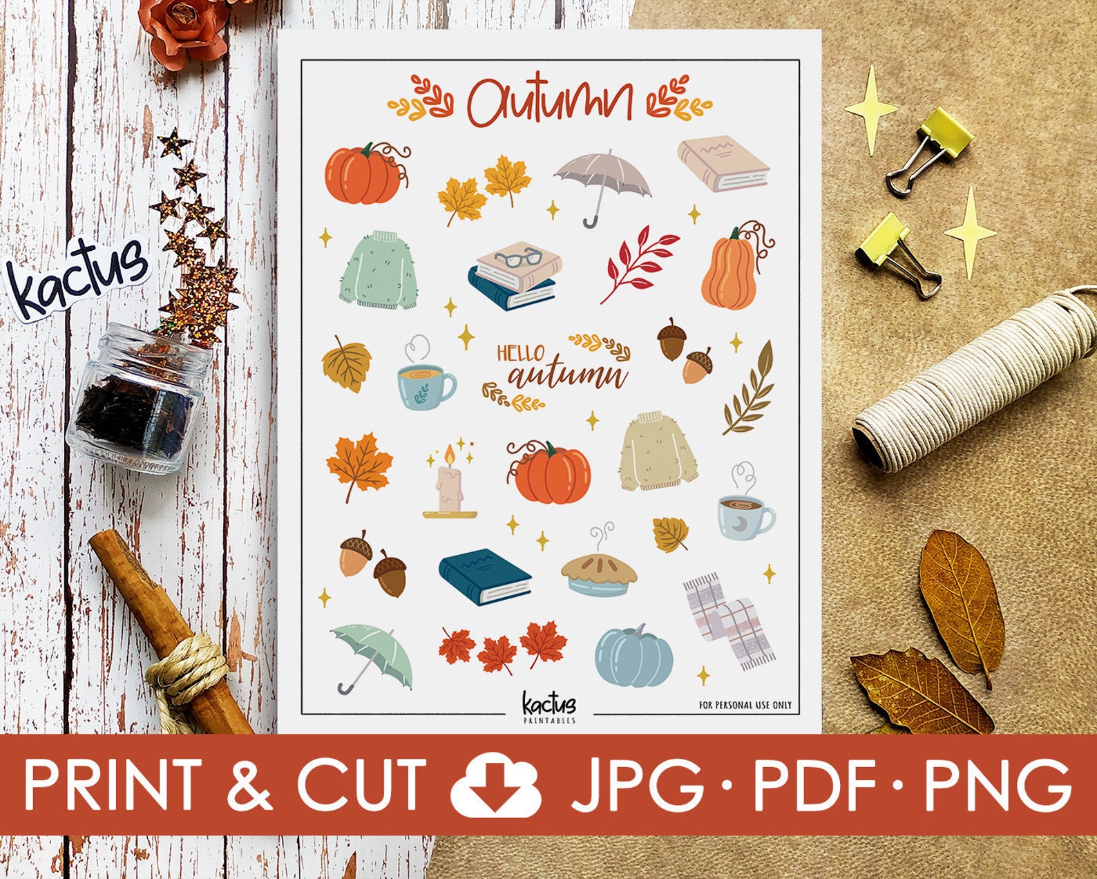 Fall Printable Stickers Autumn Printable Printable Stickers - Etsy