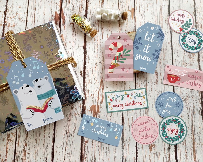 Printable Christmas Gift Tags Printable Stickers Sticker - Etsy