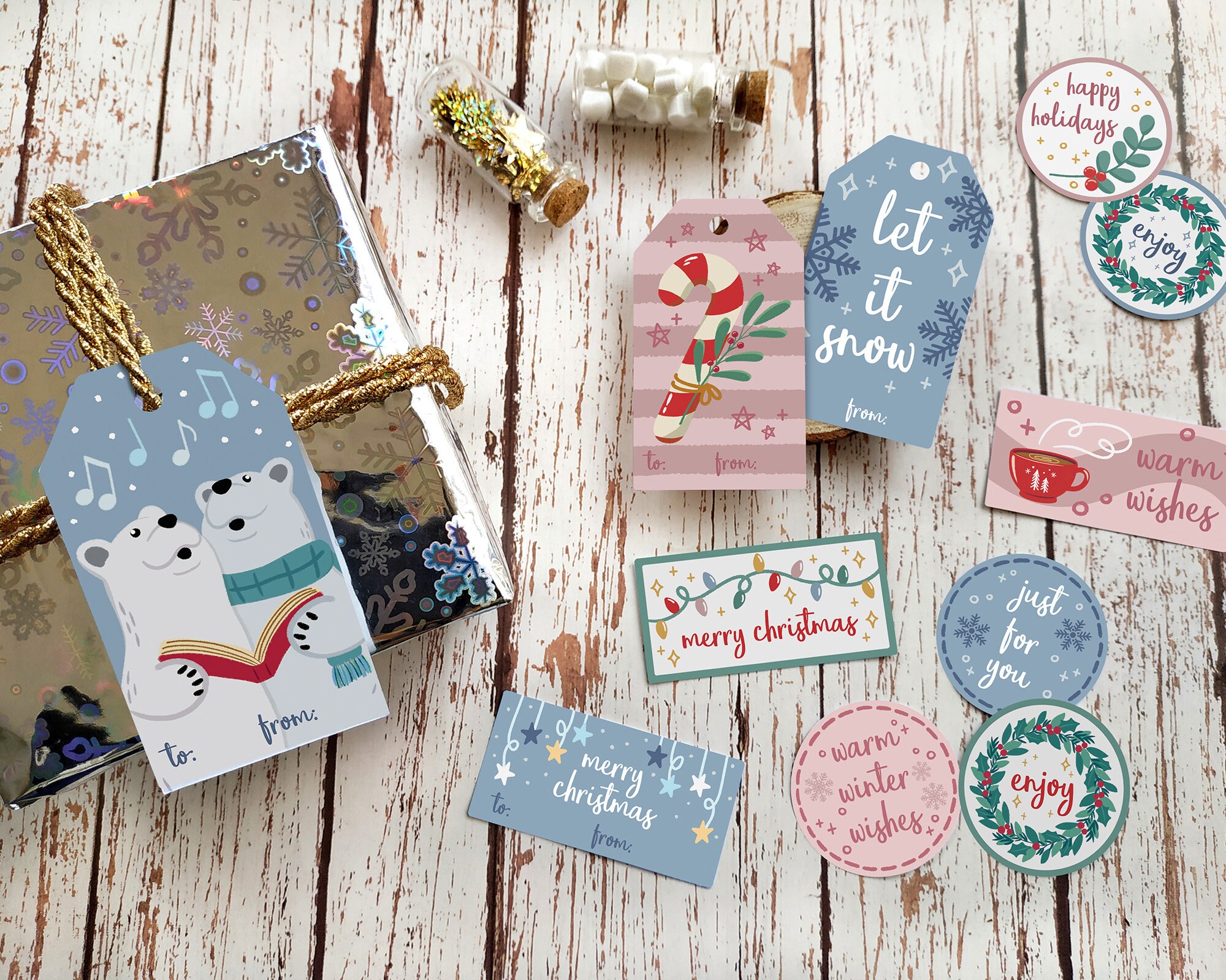 Printable Christmas Gift Tags Printable Stickers Sticker - Etsy