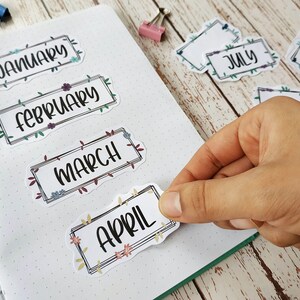 Printable Month Stickers, Planner Stickers, Bullet Journal Stickers ...