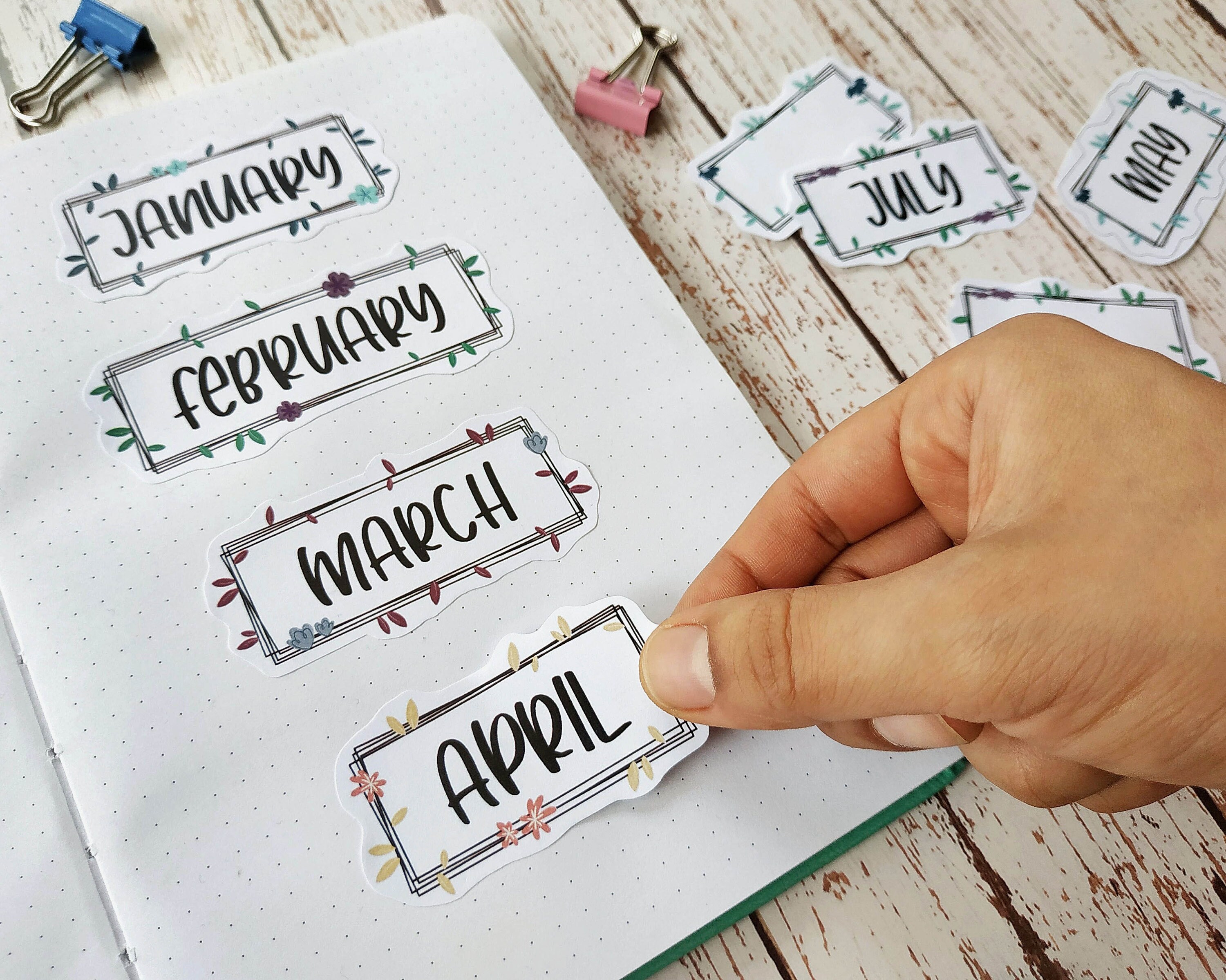 Printable Month Stickers, Planner Stickers, Bullet Journal Stickers ...