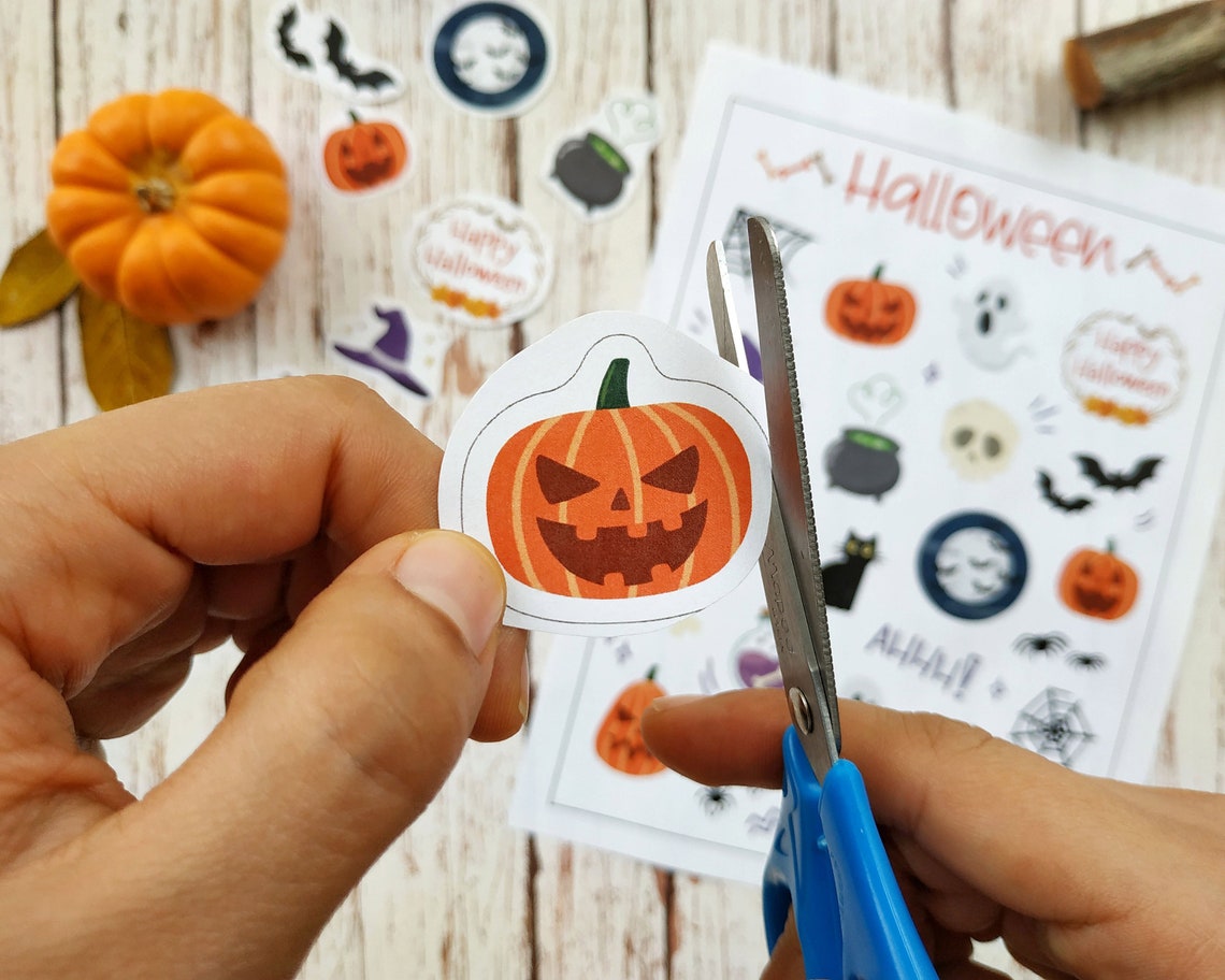 Printable Halloween Stickers Sticker Sheet Halloween Decor - Etsy