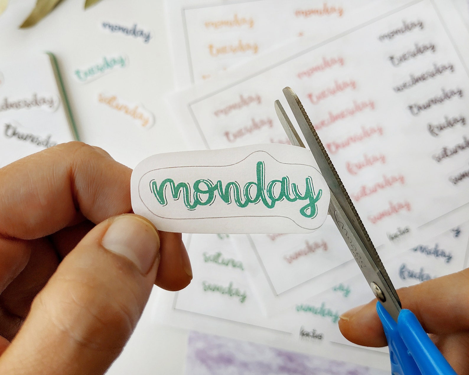 Days of the Week Printable Stickers, Bullet Journal Stickers, Weekly ...