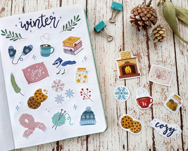 Winter Printable Stickers, Planner Stickers, Bullet Journal Stickers ...