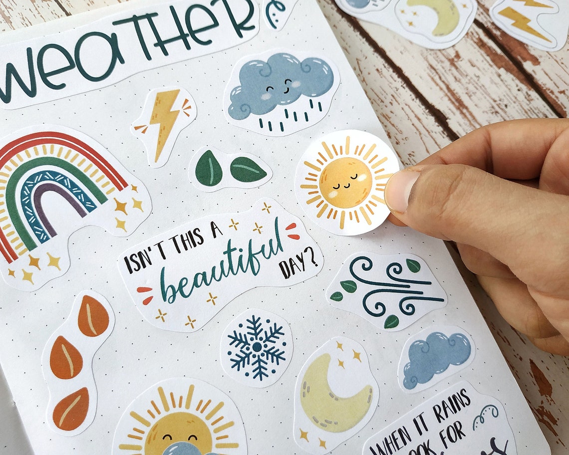 Weather Printable Stickers, Planner Stickers, Bullet Journal Stickers ...