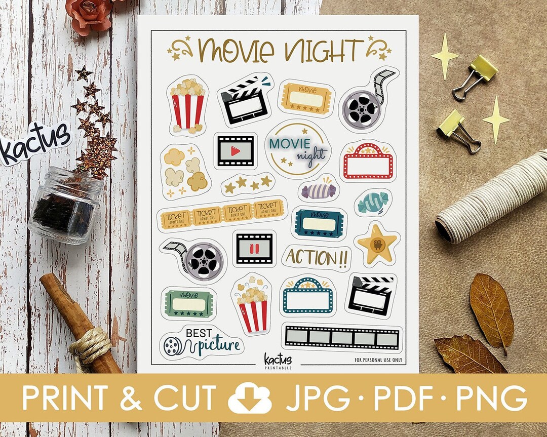 Printable Movie Stickers, Movie Planner Stickers, Bullet Journal ...