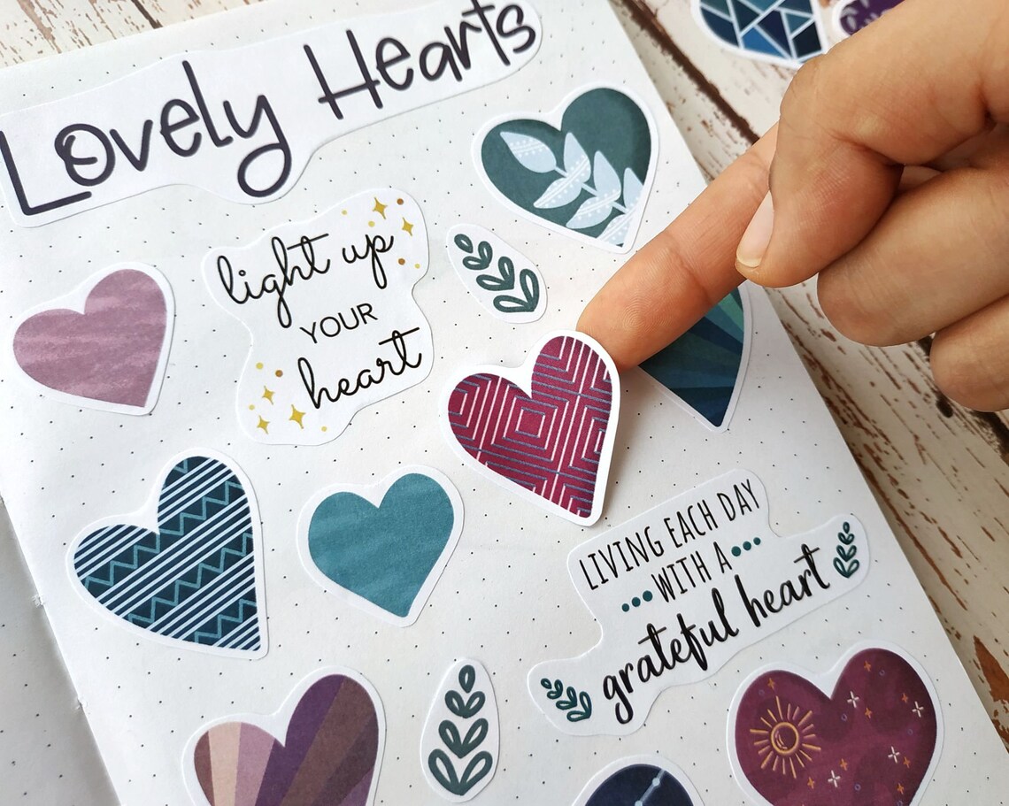 Heart Printable Stickers, Planner Stickers, Bullet Journal Sticker ...