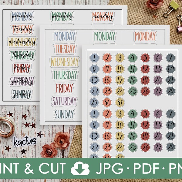 Week Number Printable Stickers - Etsy
