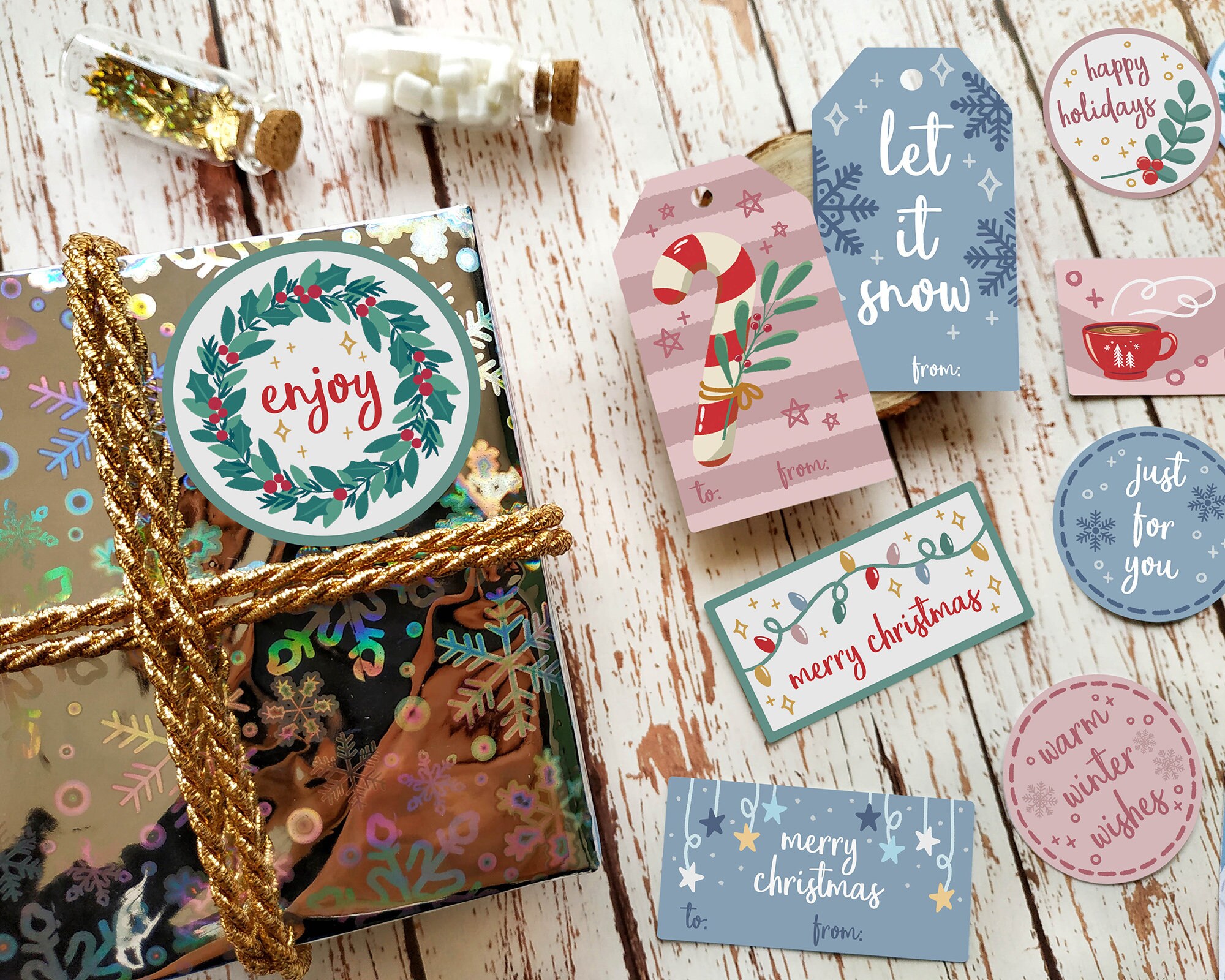Printable Christmas Gift Tags Printable Stickers Sticker - Etsy