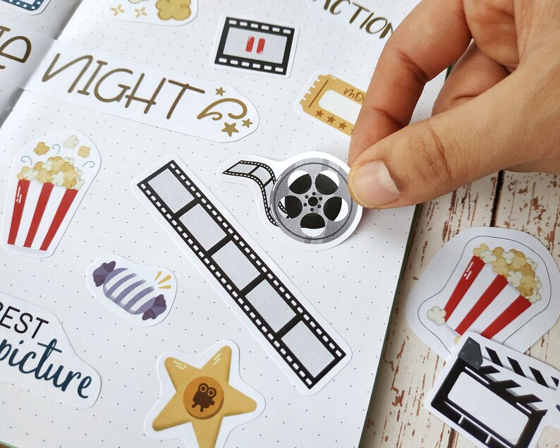 Printable Movie Stickers, Movie Planner Stickers, Bullet Journal ...