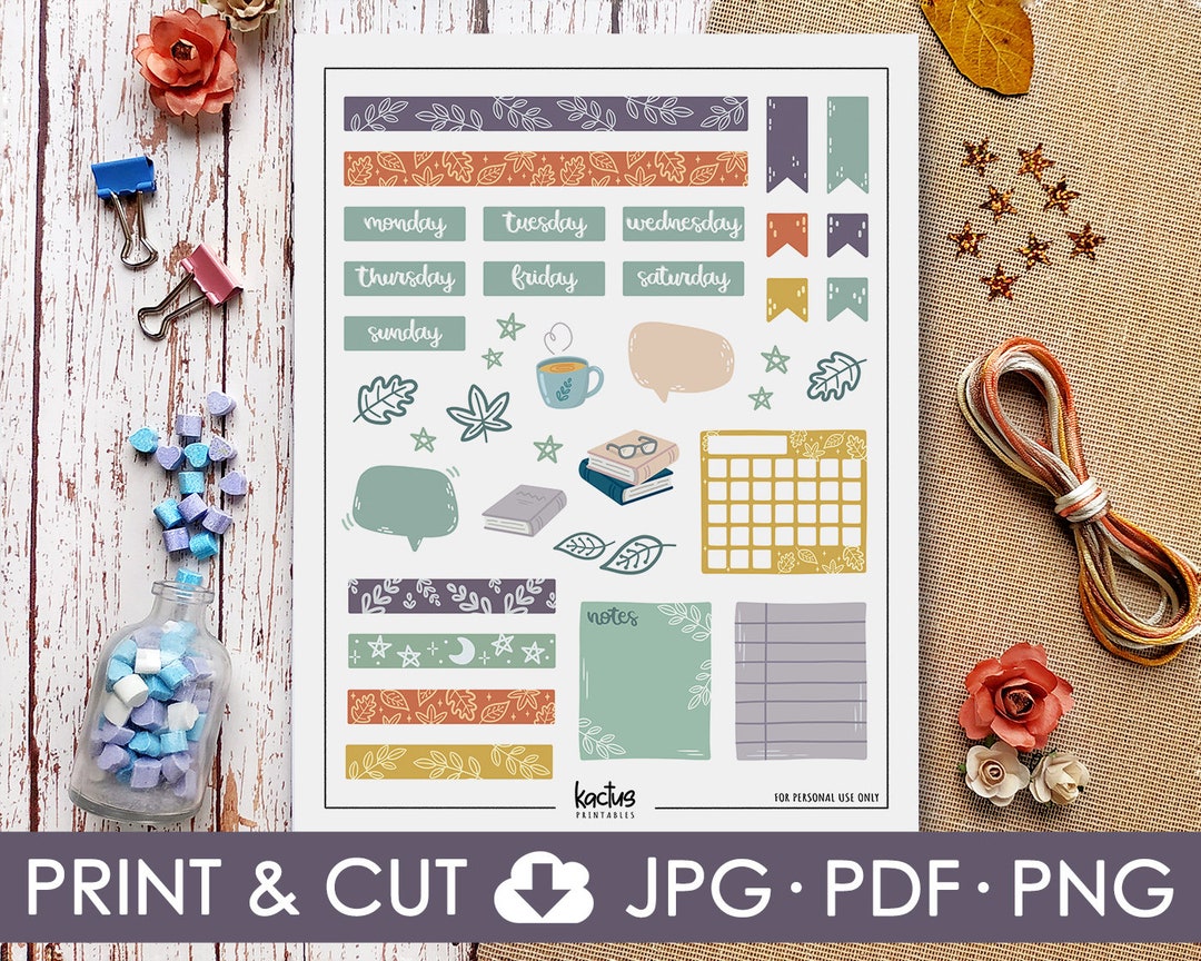 Weekly Kit Printable Stickers, Planner Stickers, Bullet Journal ...
