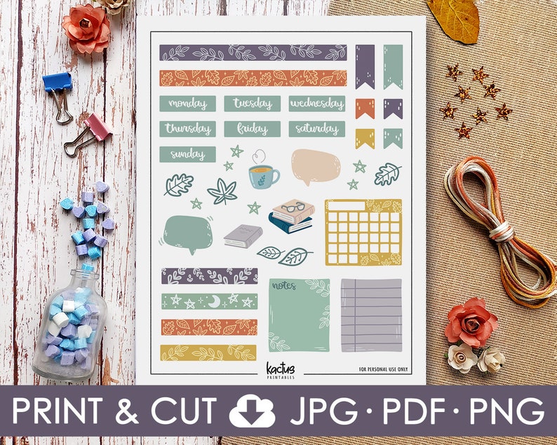Weekly Kit Printable Stickers, Planner Stickers, Bullet Journal ...