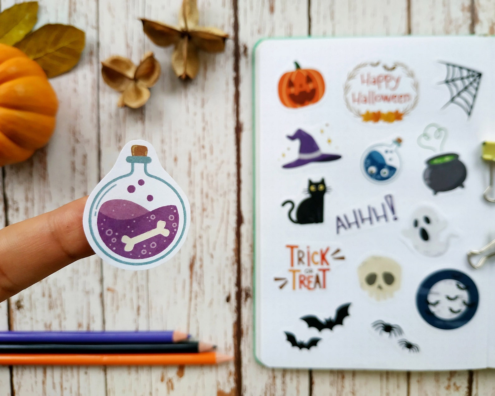 Printable Halloween Stickers, Sticker Sheet, Halloween Decor, Bullet ...