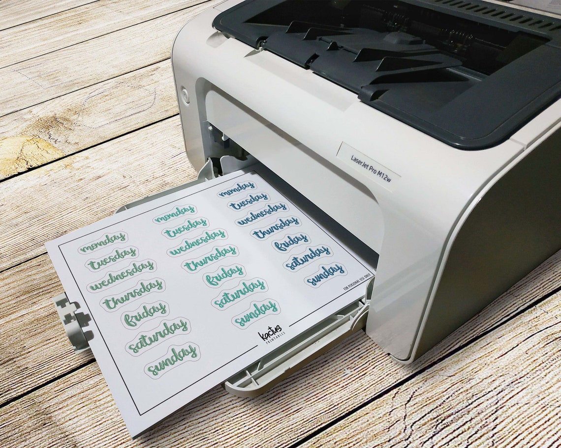 Days of the Week Printable Stickers, Bullet Journal Stickers, Weekly ...