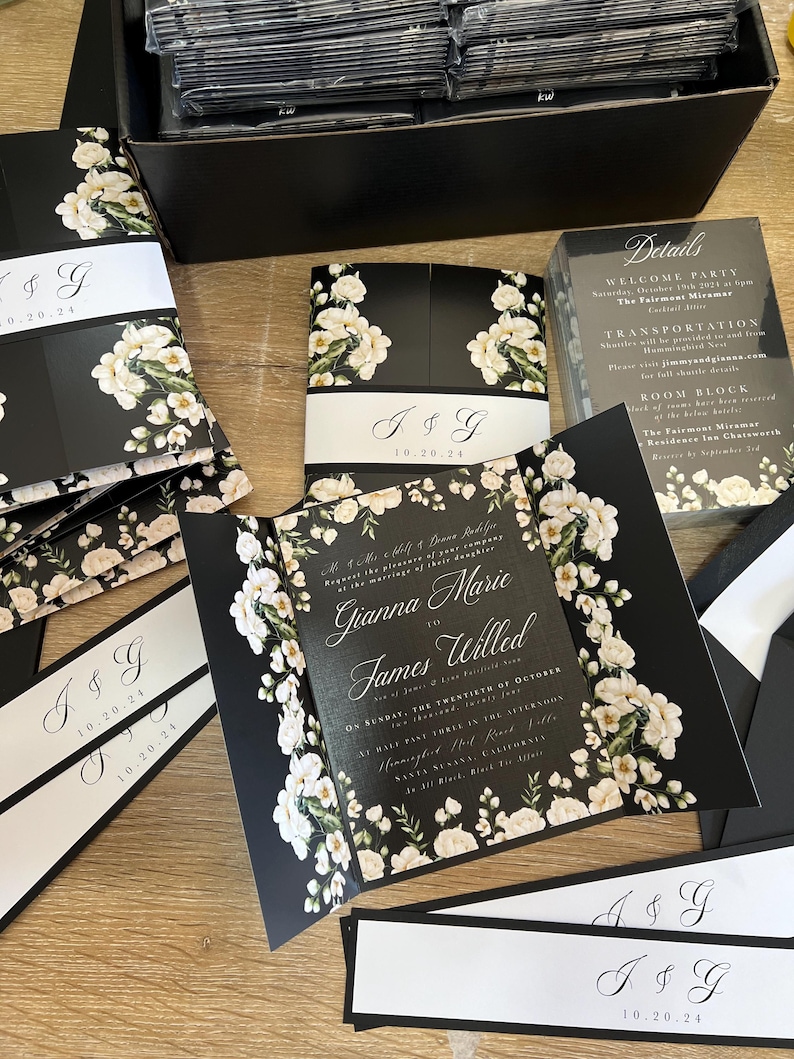 Black Rose Wedding Invitations, Black and White Wedding Invites ...