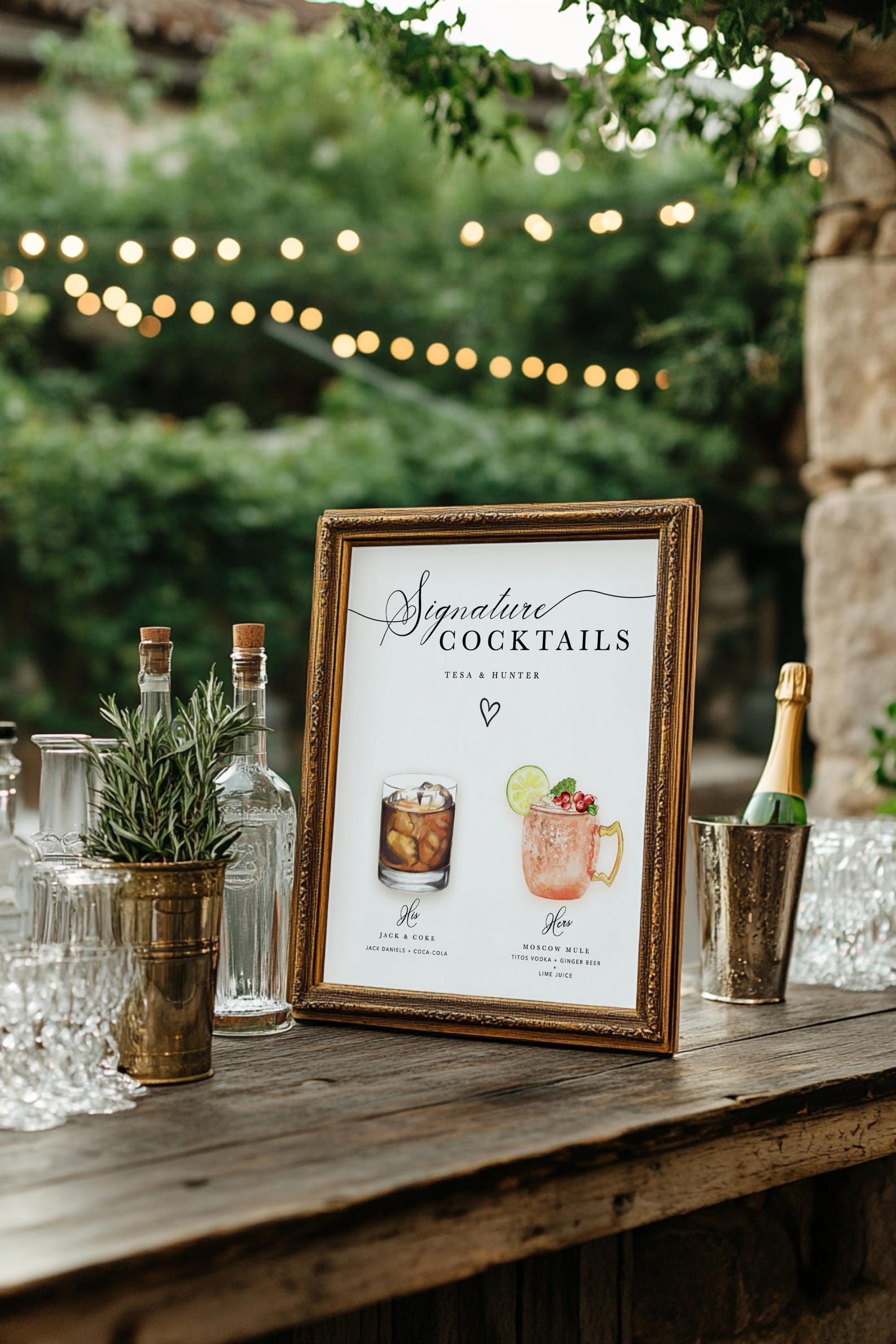 Wedding Drink Sign, Cocktail Sign, Signature Drinks Sign for Wedding ...