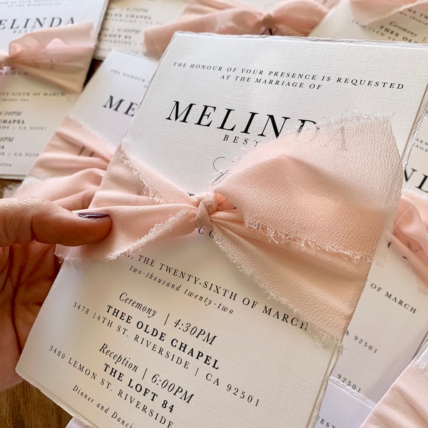 Chiffon Ribbon Wedding Invitations - Etsy