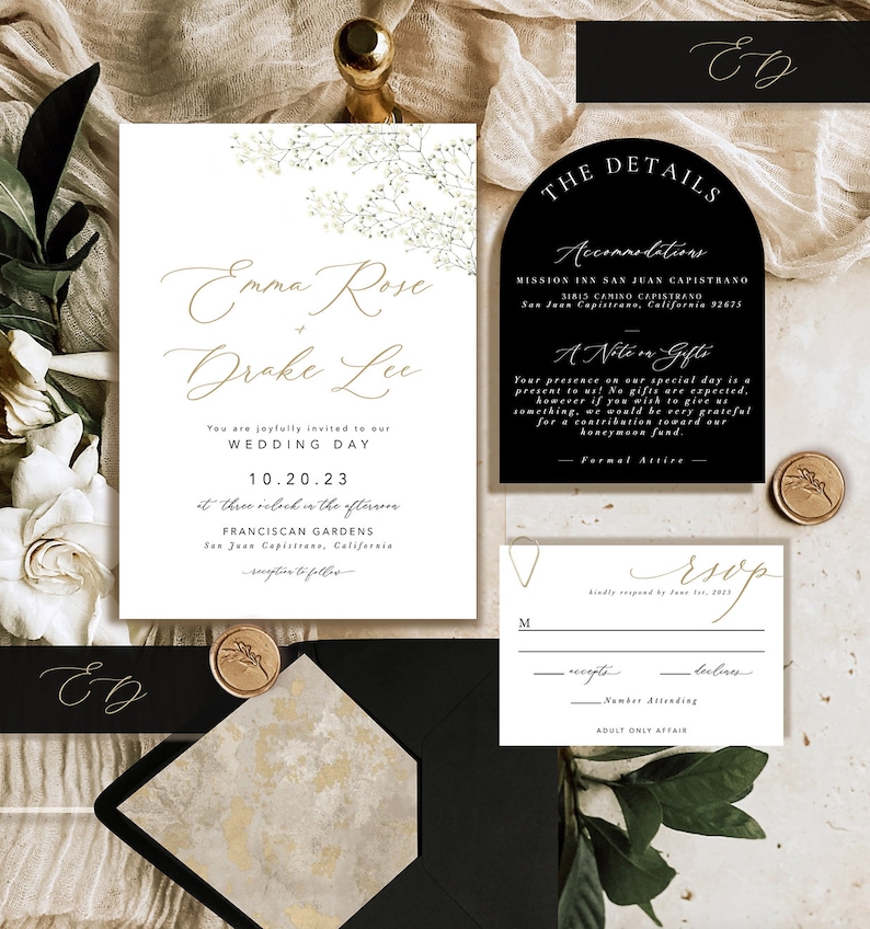 Black and White Wedding Invitation, Formal Wedding Invitation, Best ...