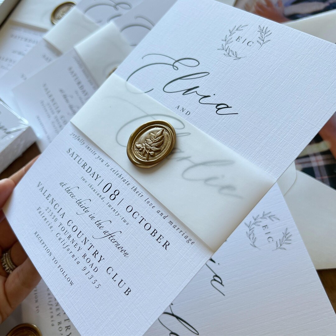Elegant White Wedding Invitations, Simple Modern White Invitations for ...