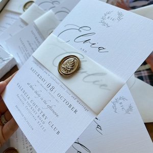 Elegant White Wedding Invitations, Simple Modern White Invitations for ...