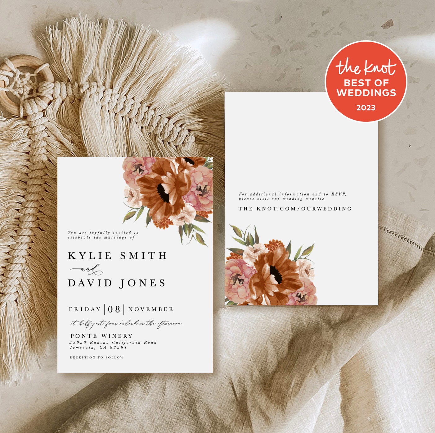 Boho Wedding Invitation Template, Editable, Printable Wedding ...