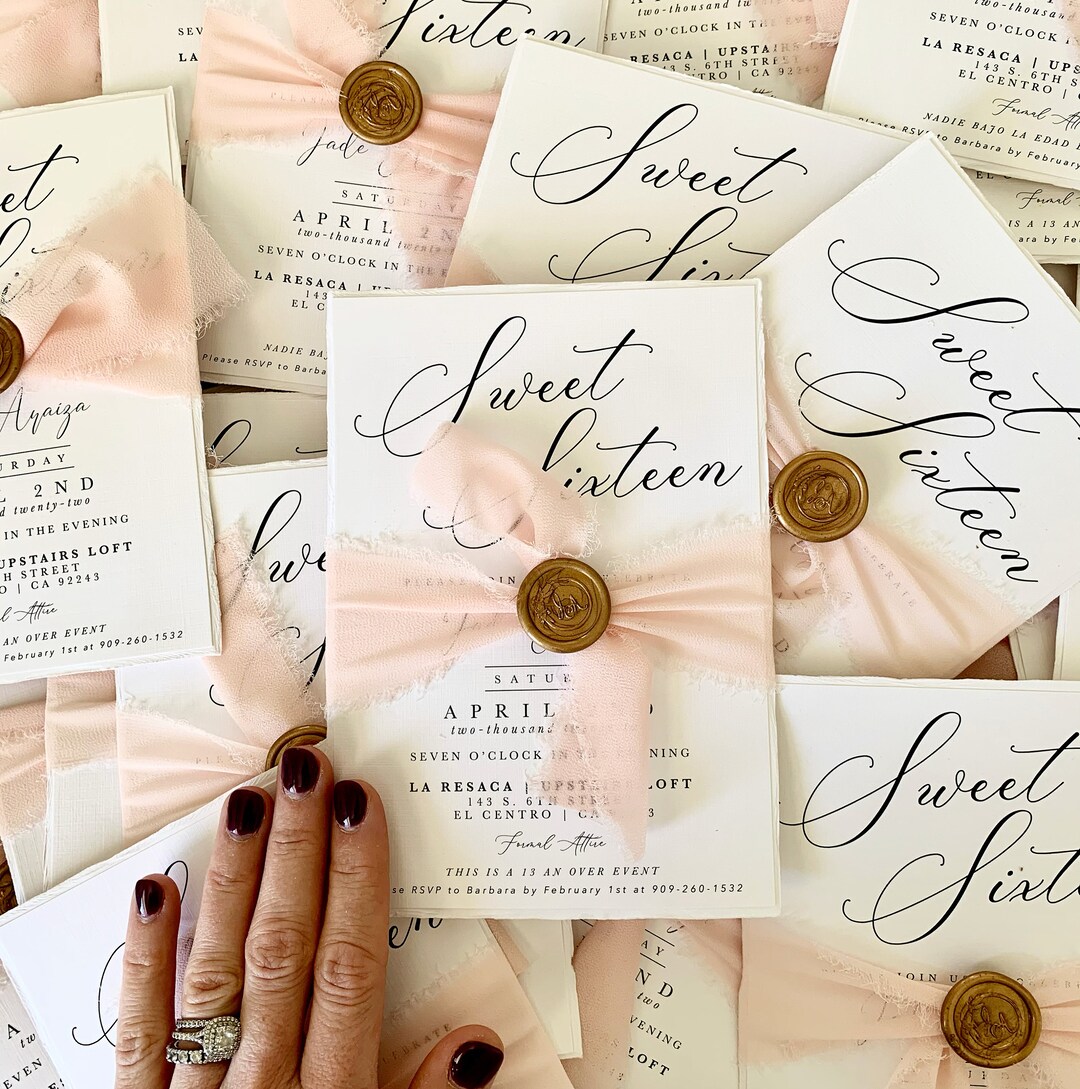 Pink Sweet Sixteen Birthday Invitations, Sweet Sixteen Invites, Blush ...