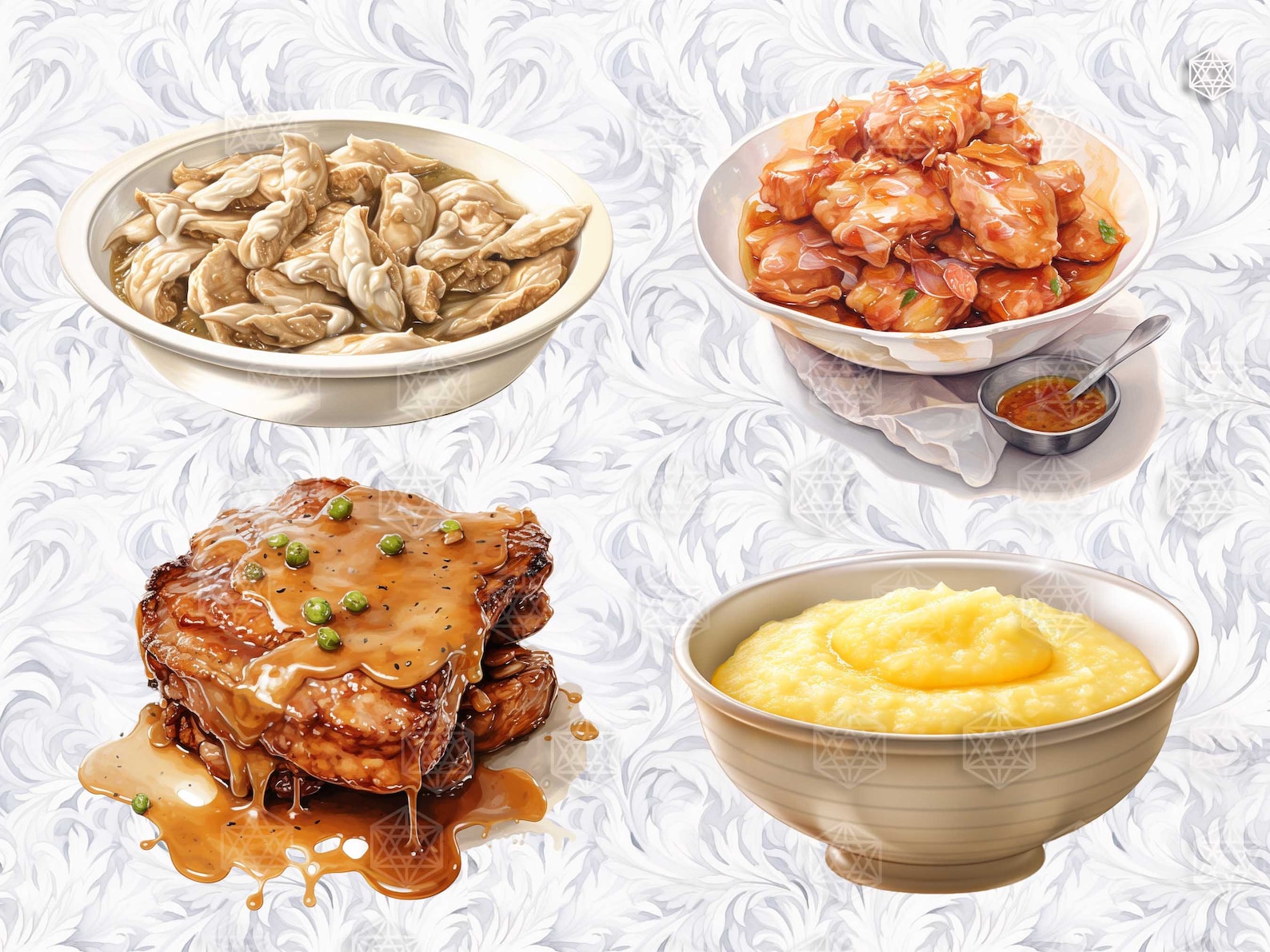 Soul Food Clipart, Watercolor Food Clip Art, Food PNG, Watercolor Food ...