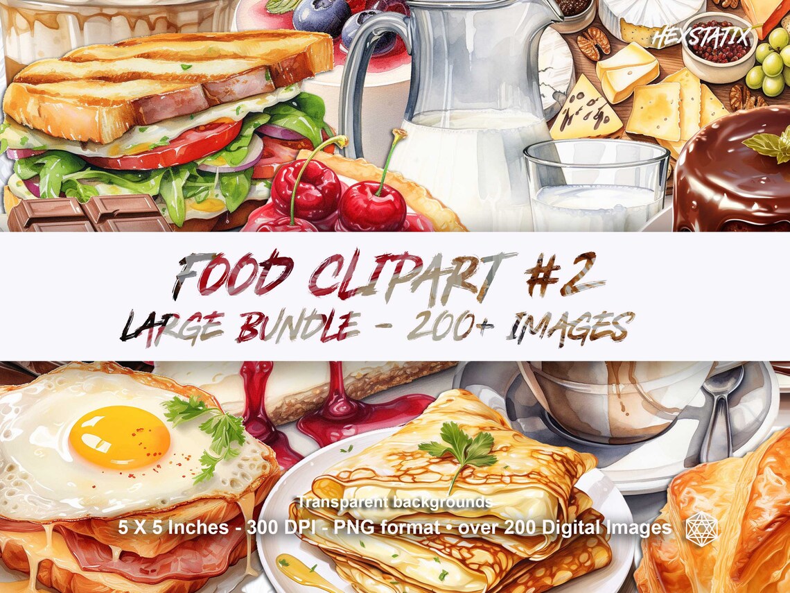 Food Clipart Bundle PNG Designs, Watercolor Food Clipart PNG Images ...