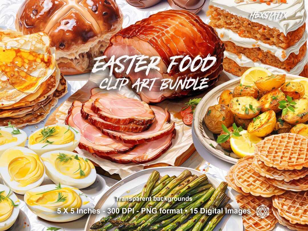 Easter Food Clipart, Watercolor Food Clip Art, Easter Food PNG, Holiday ...