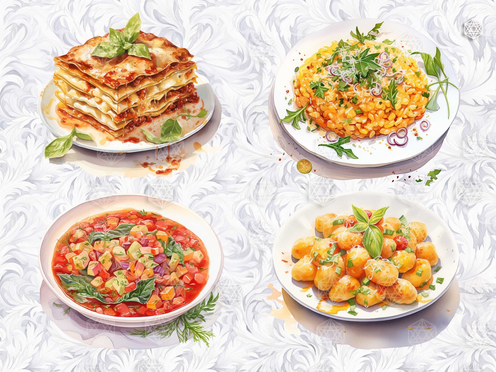 Italian Food Watercolor Clipart Bundle, Transparent PNG, Digital ...