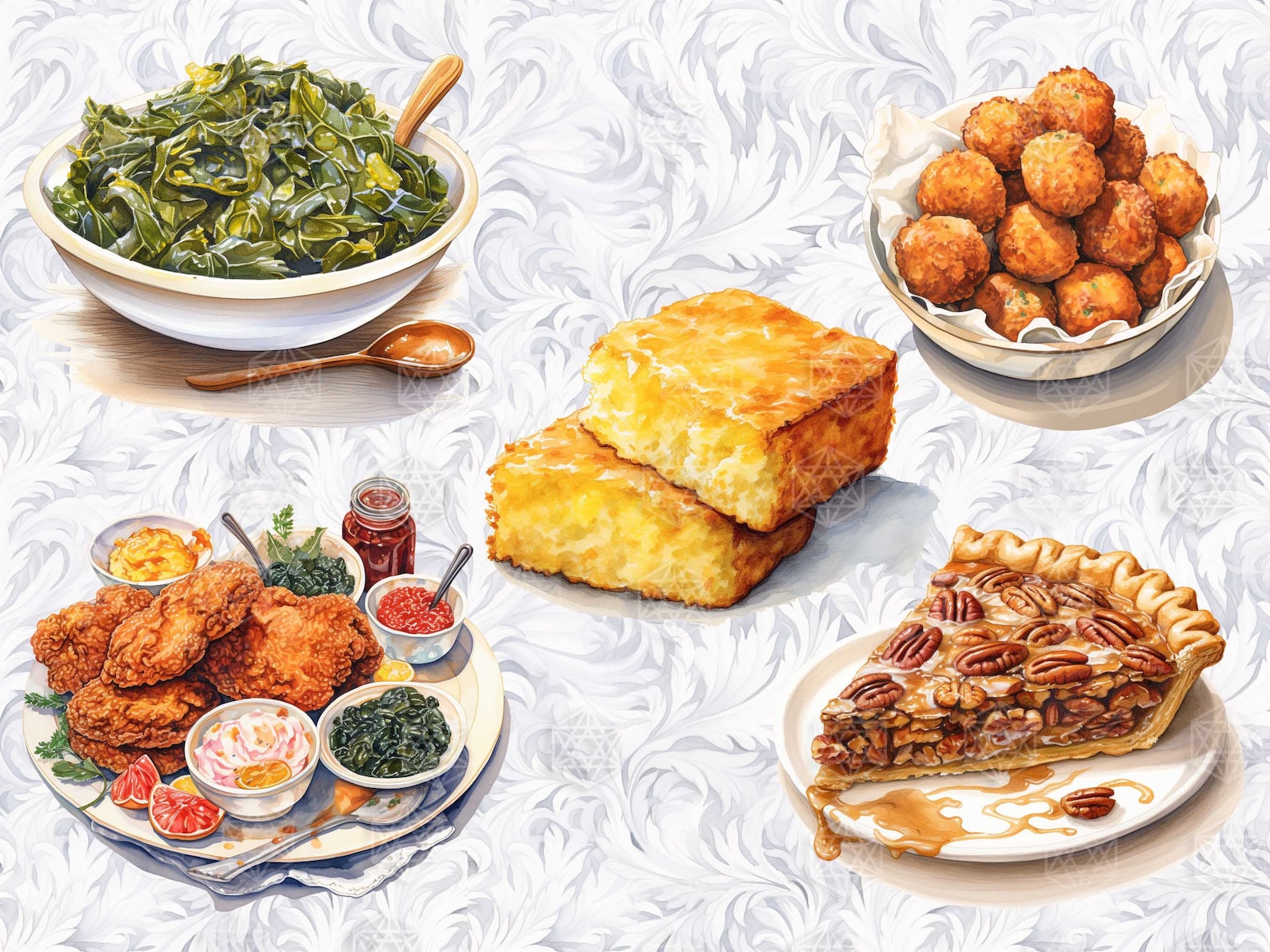 Soul Food Clipart, Watercolor Food Clip Art, Food PNG, Watercolor Food ...