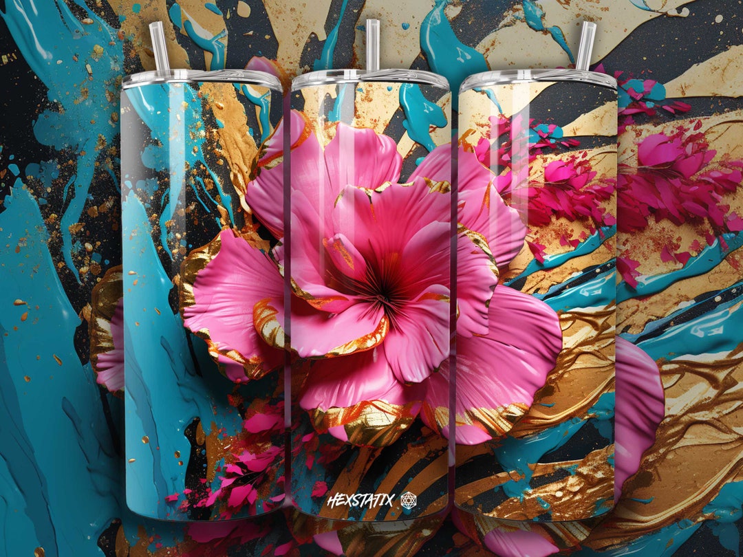 Neon Abstract Paint Splatter 20 Oz Skinny Tumbler Sublimation Design Digital Download PNG ...