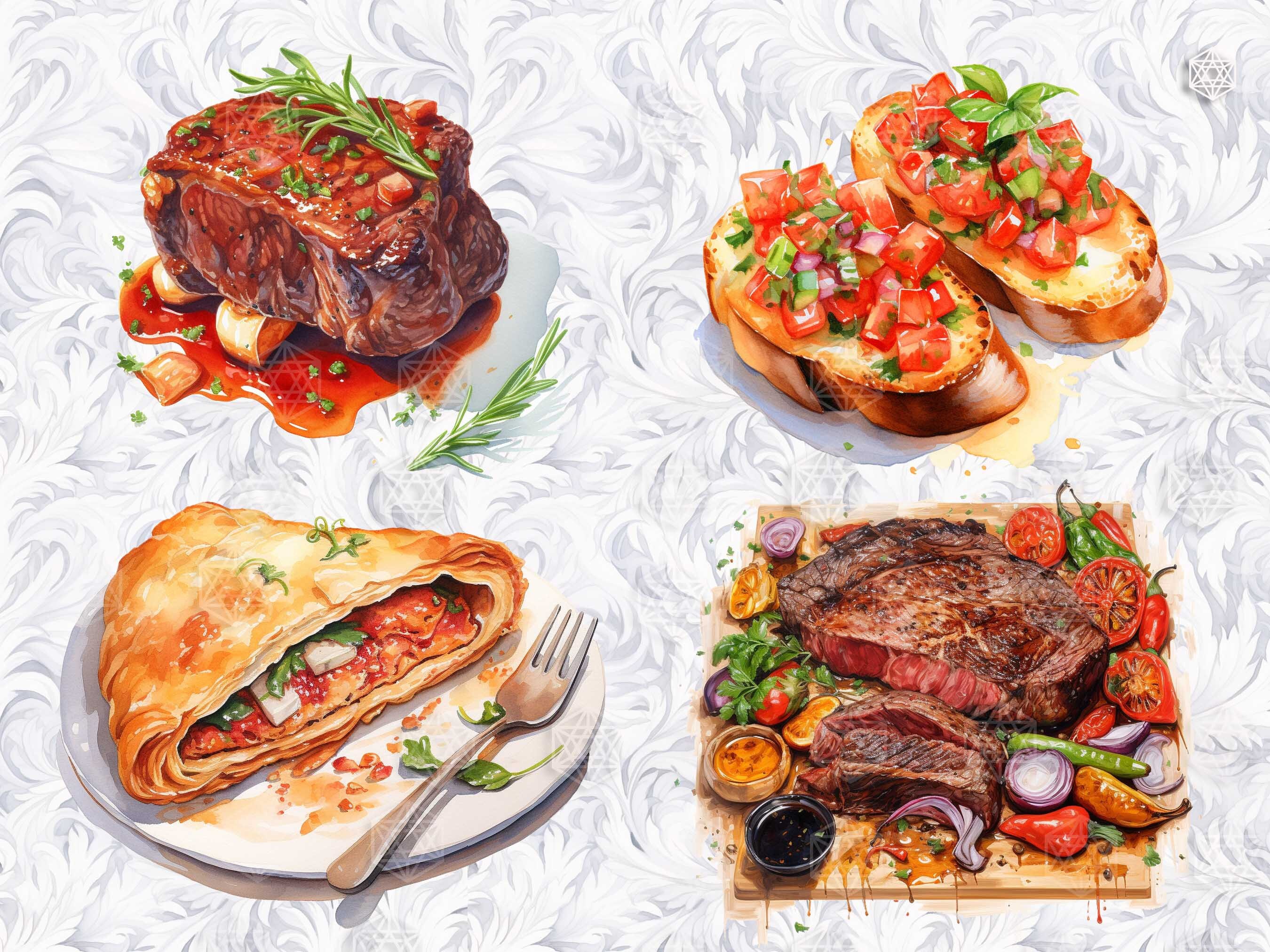 Italian Food Watercolor Clipart Bundle, Transparent PNG, Digital ...