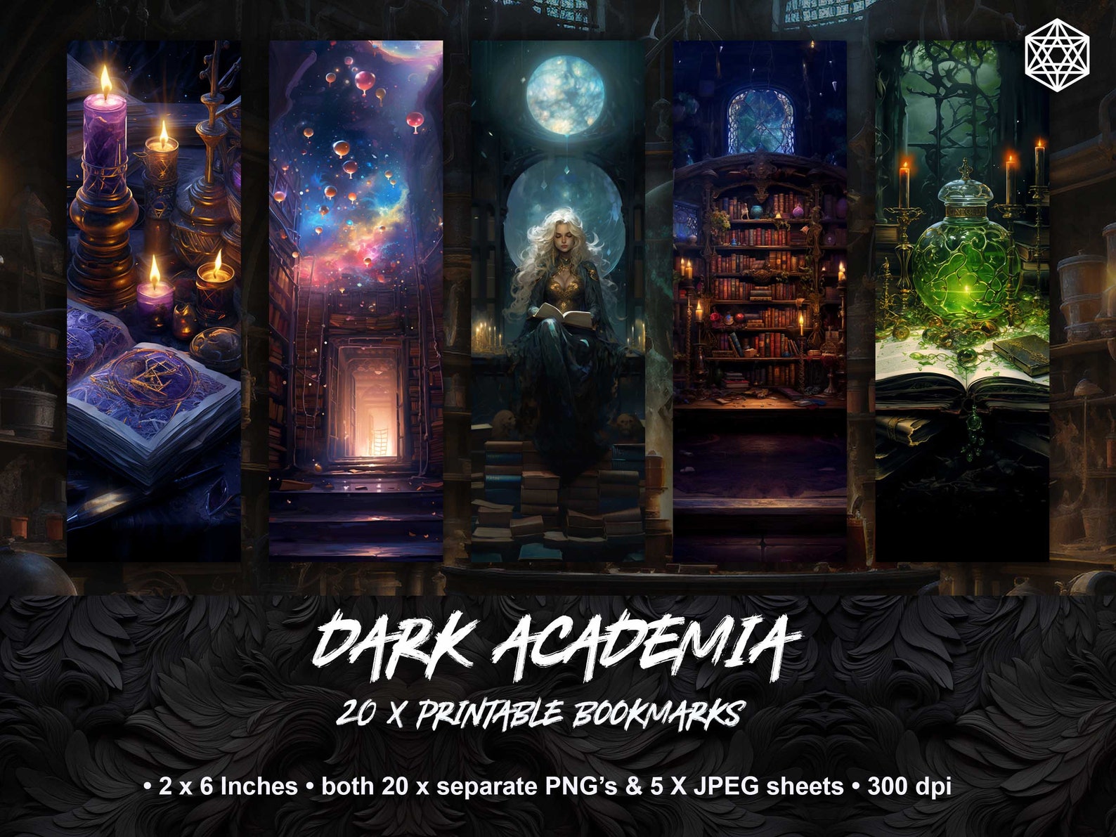 Dark Academia Printable Bookmark, Magic School Images, Book Lovers Gift ...