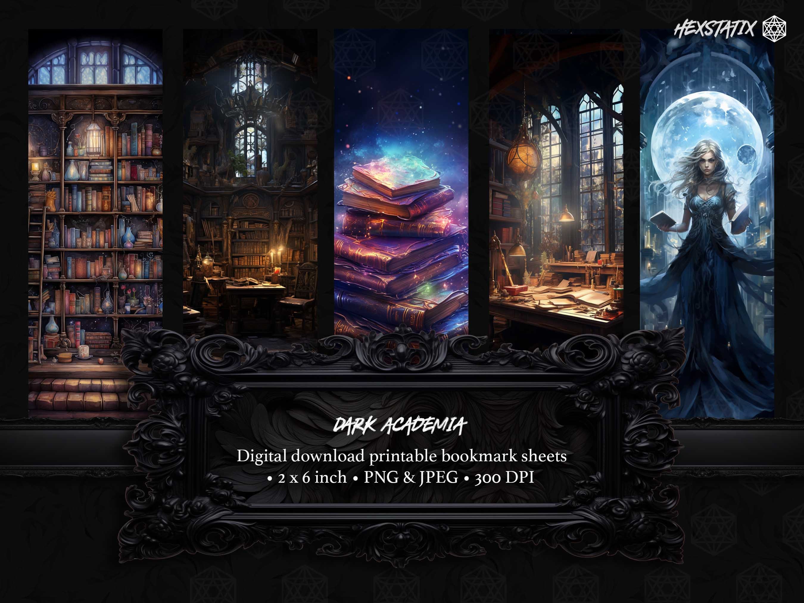 Dark Academia Printable Bookmark, Magic School Images, Book Lovers Gift ...
