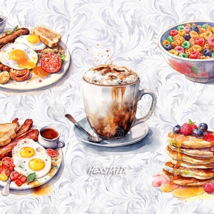 Breakfast Clipart Watercolor Food Clipart Waffles Clip Art Pancakes ...